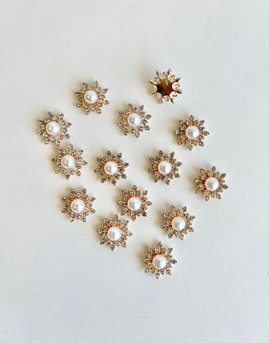 10 Pcs Alloy Rhinestone Cabochons, With Acrylic Pearl Beads, Pearl ...