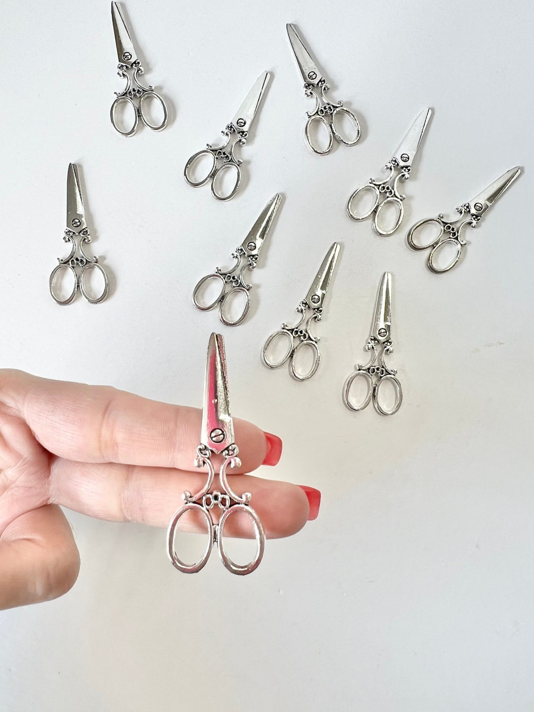 10 Pcs Scissors Charms, Jewelry Supplies, Antique Tibetan Silver Tone ...