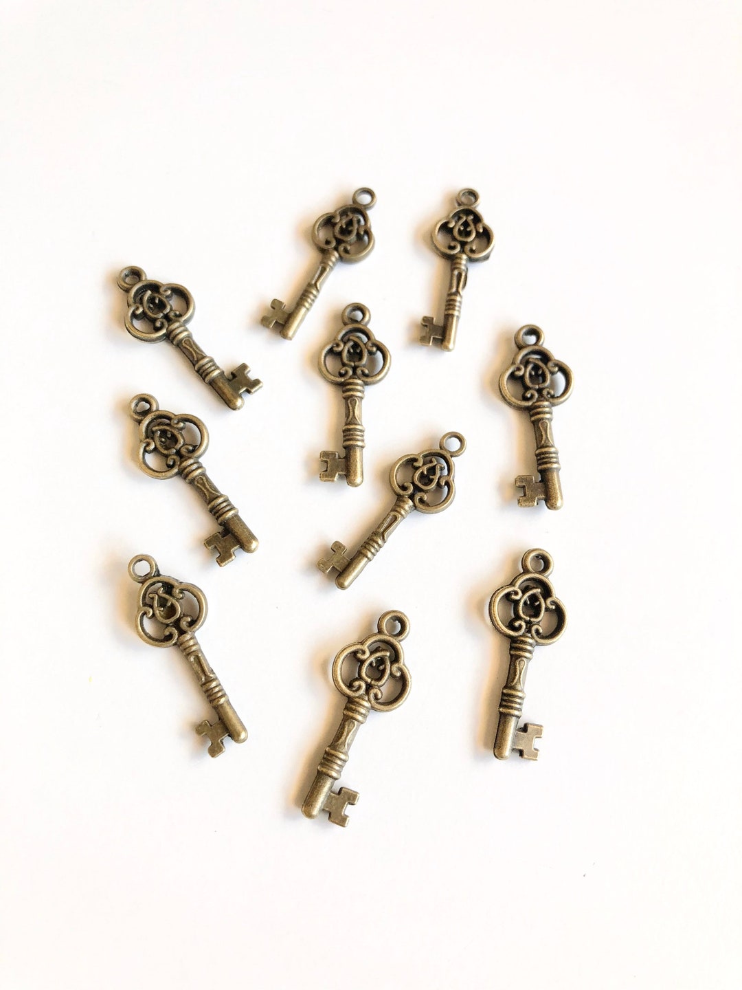 10 Pcs Mini Key, Tiny Key, Charms Antique Bronze, Mini Keys Charm ...