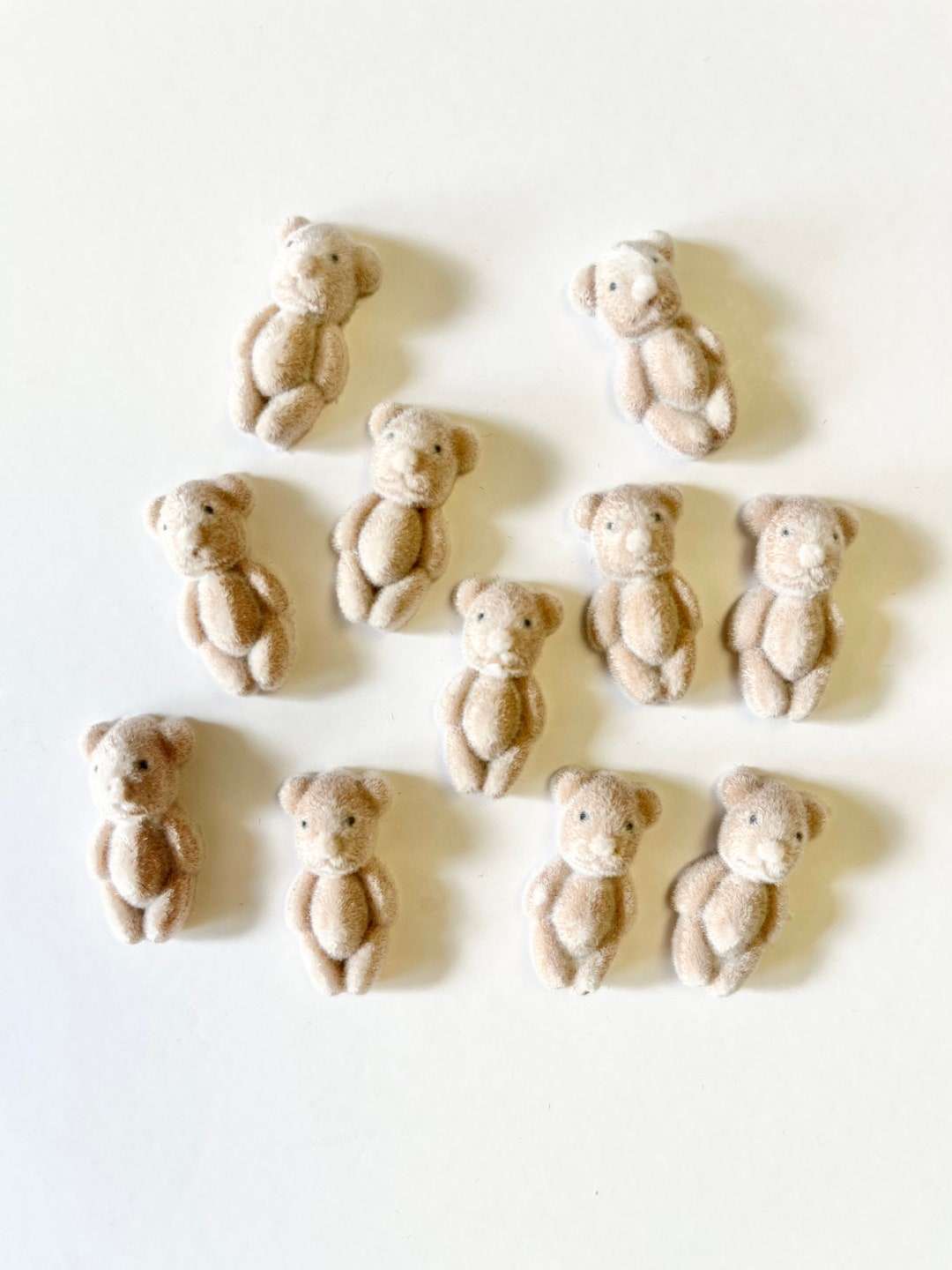 5 Pcs Flocky Bear, Flocky Acrylic Cabochons, Bear, Flocky Plastic Beads ...