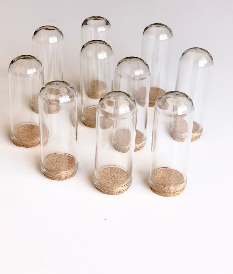 10pcs Mini Dome Glass Jar, 70x28mm, Dome Jar, Cloche Dome, Cork, Glass ...