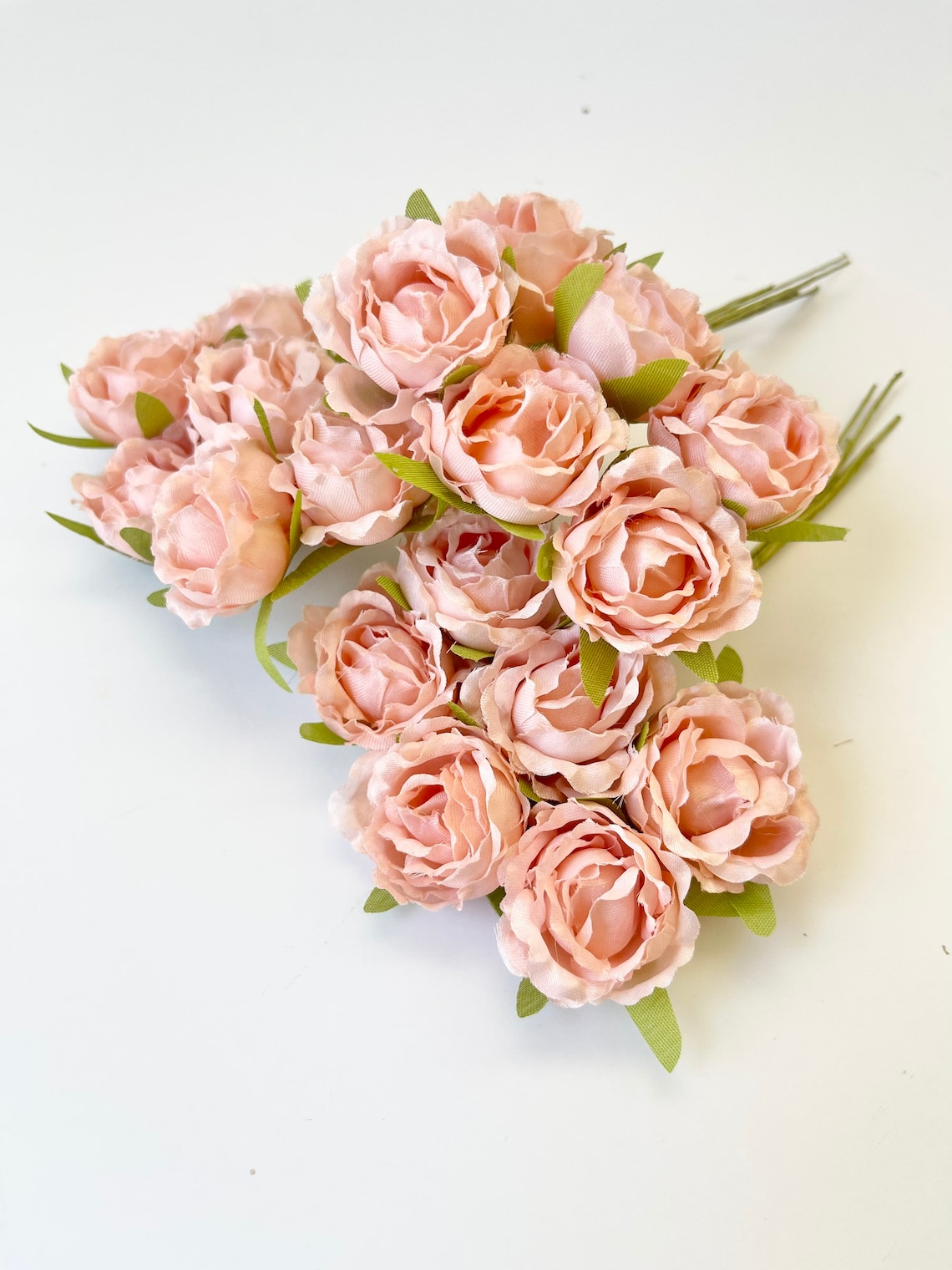 6 Pcs Roses on Wire Stems, Silk Roses, Silk Flowers, Corsage Flowers ...