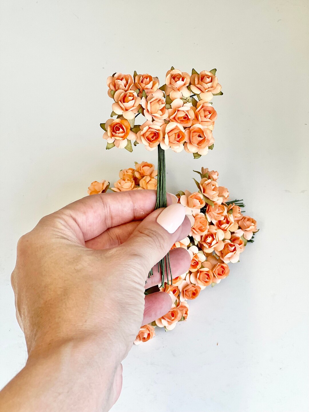 144 Pcs Mulberry Peache Rose, Peach Flowers, Mulberry Paper Flowers ...