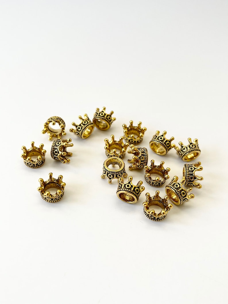 10 Pcs Mini Crown Charm, Antique Golden Crown, Mini Crown Beads, Mini ...