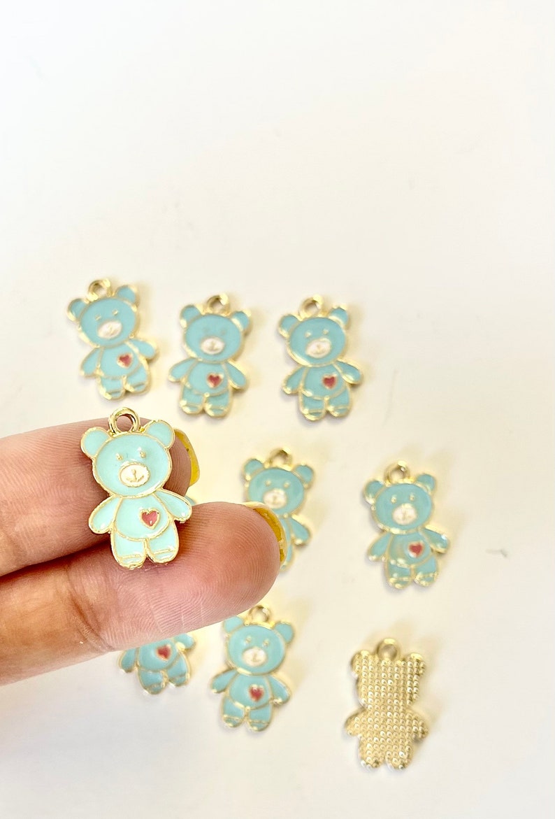 10 Pcs Enamel Teddy Bear Charms, Jewelry Charms, Bear Shaped Charms ...