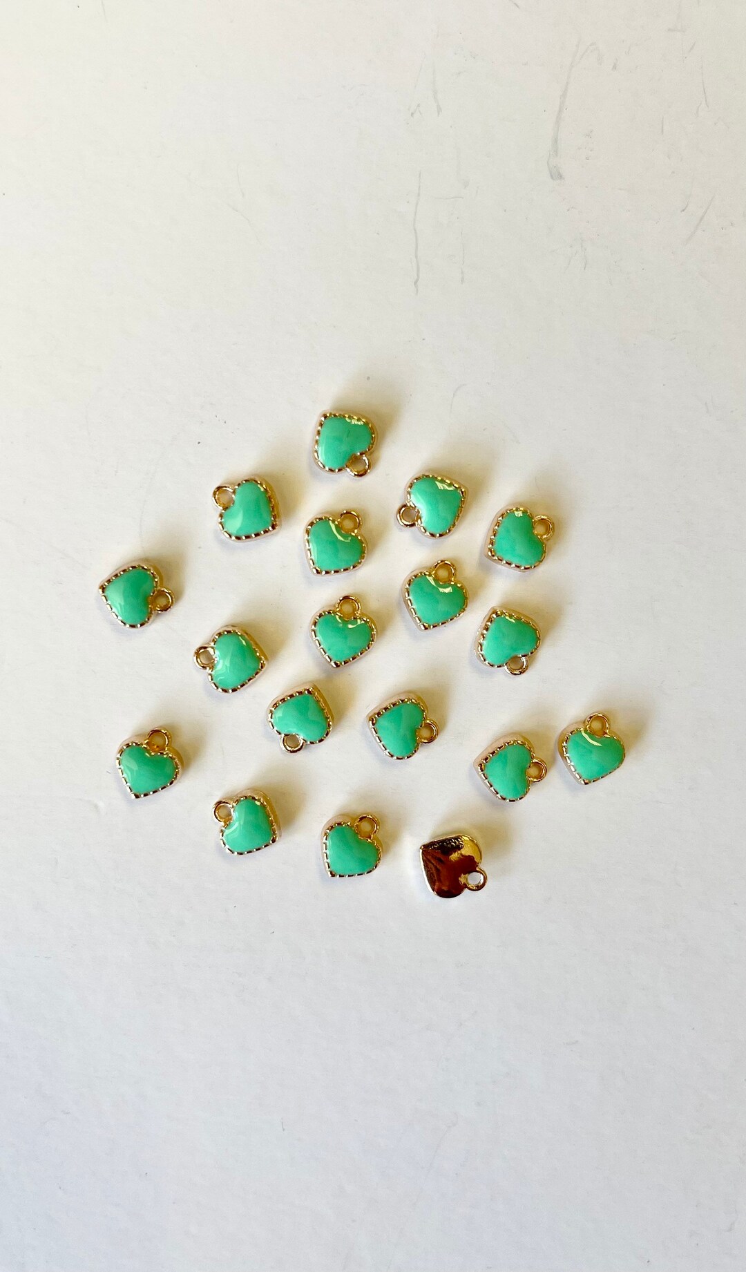 10 Pcs Mini Heart, Tiny Heart, Red Charms, Mini Heart Charm, Green ...