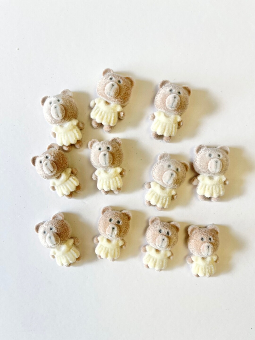 5 Pcs Flocky Bear, Flocky Acrylic Cabochons, Bear, Flocky Plastic Beads ...
