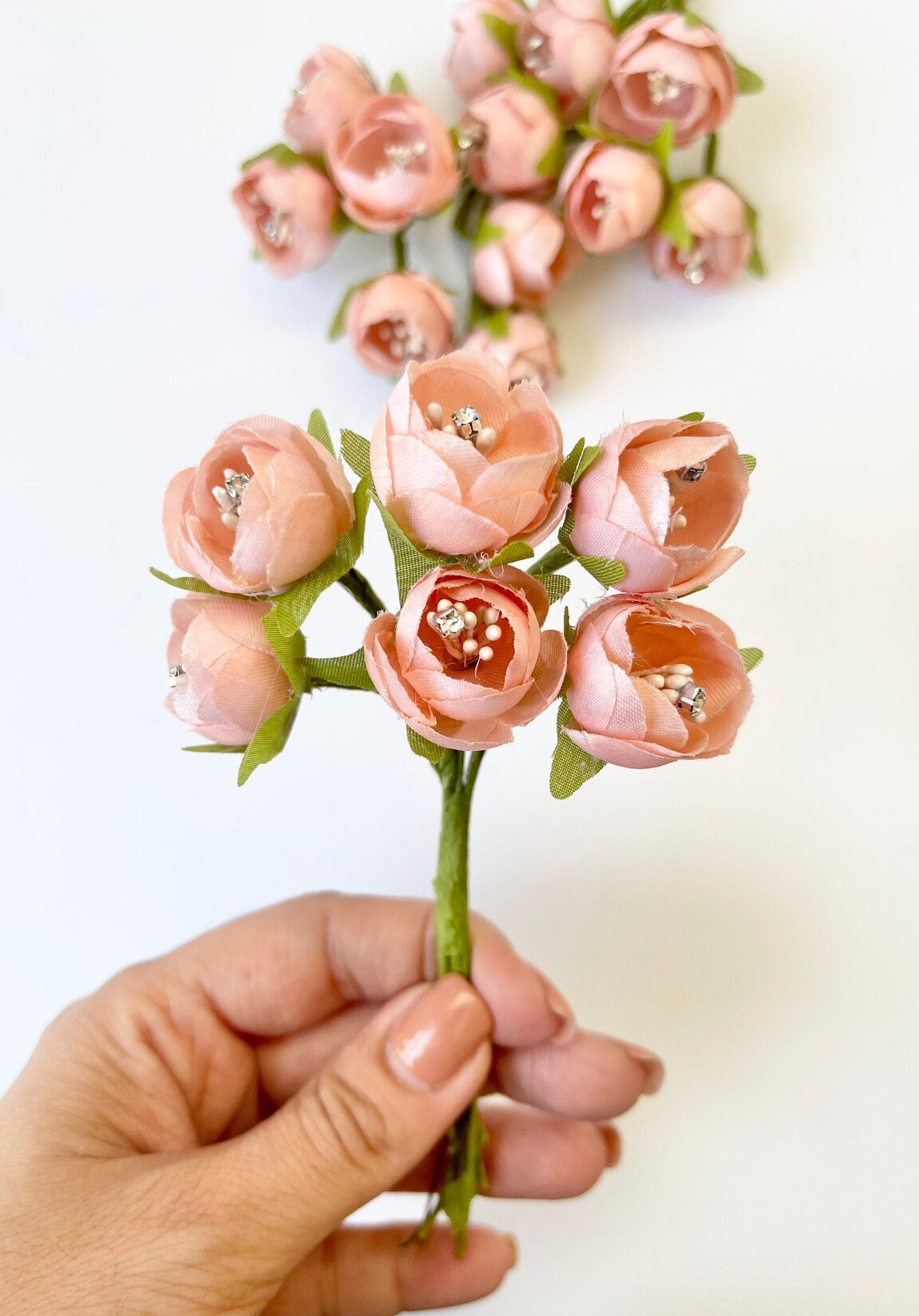 6 Pcs Roses on Wire Stems, Silk Roses, Silk Flowers, Corsage Flowers ...