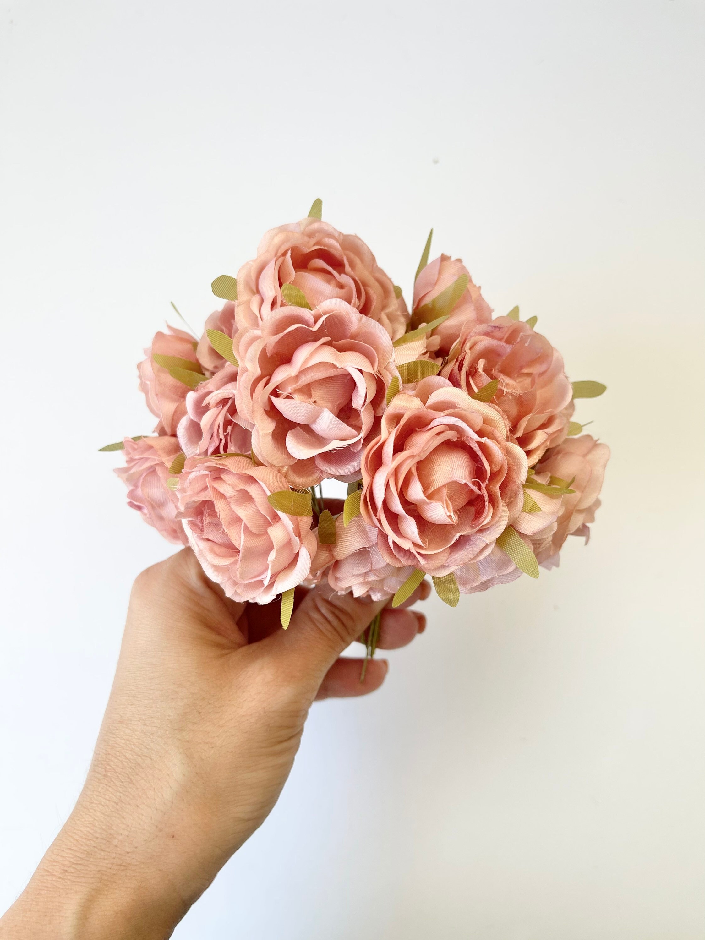 6 Pcs Roses on Wire Stems, Silk Roses, Silk Flowers, Corsage Flowers ...