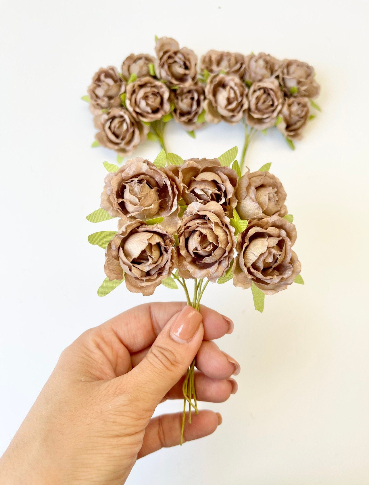 6 Pcs Roses on Wire Stems, Silk Roses, Silk Flowers, Corsage Flowers ...