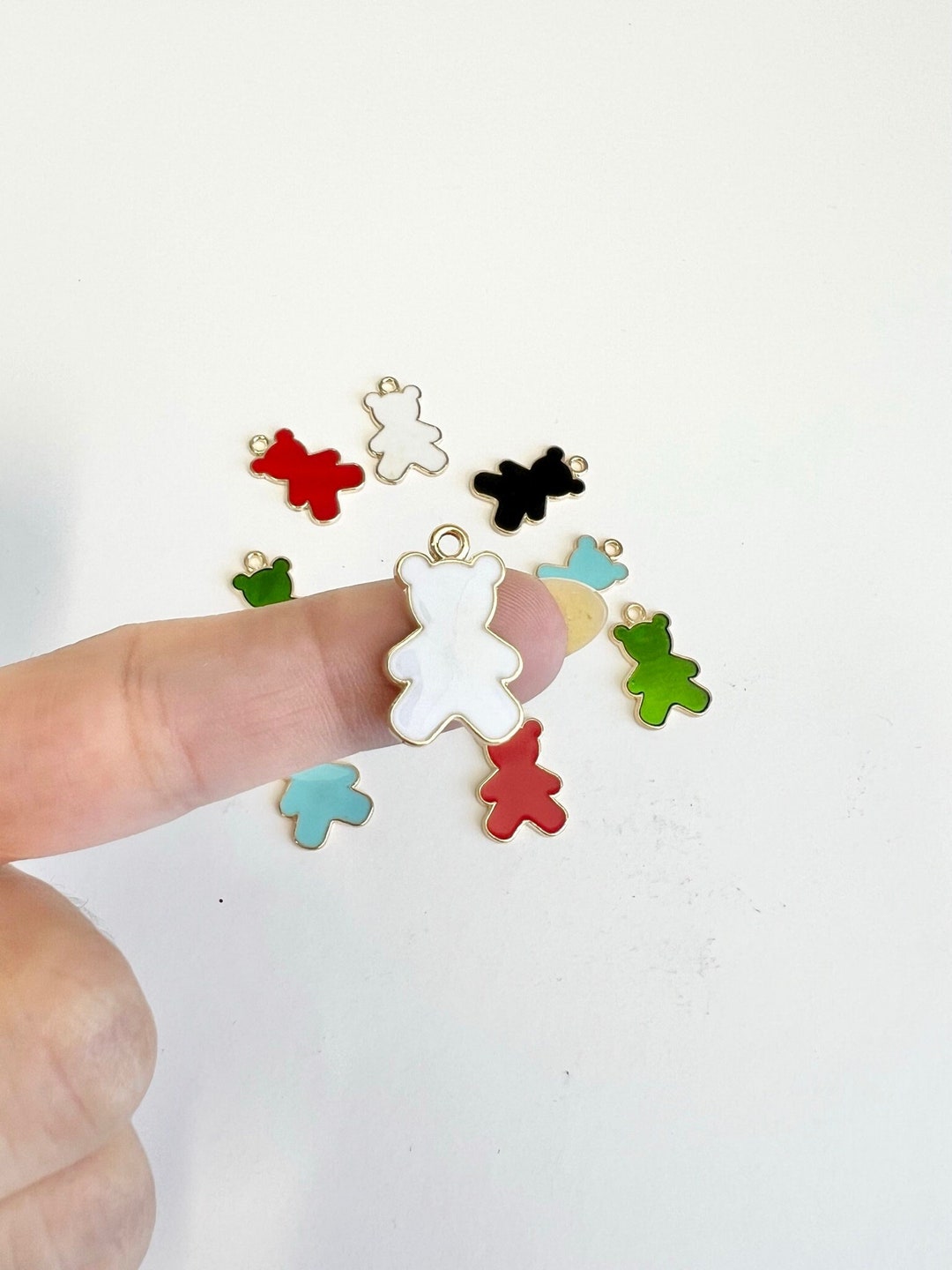 10 Pcs Mixed Color Enamel Teddy Bear Charms, Jewelry Charms, Bear ...