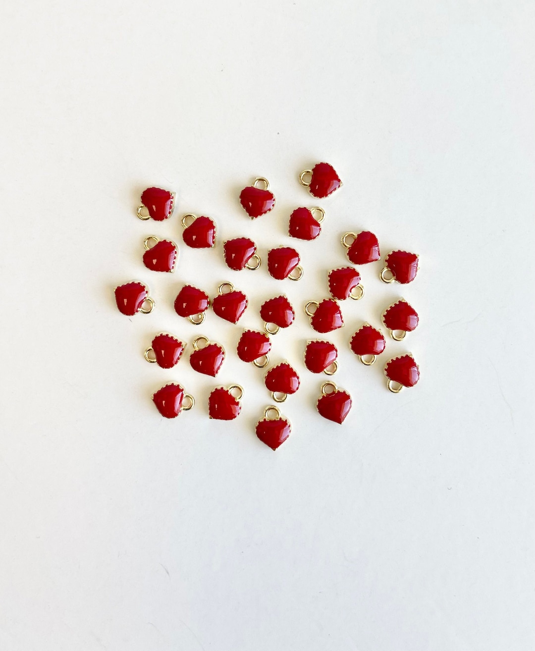 10 Pcs Mini Heart, Tiny Heart, Red Charms, Mini Heart Charm, Red Heart ...