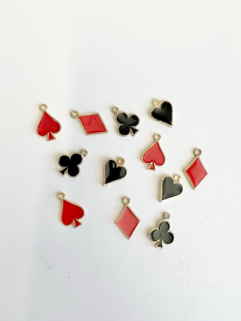 10 Pcs Playing Card Symbols Enamel Charms, Jewelry Supplies, Charms ...