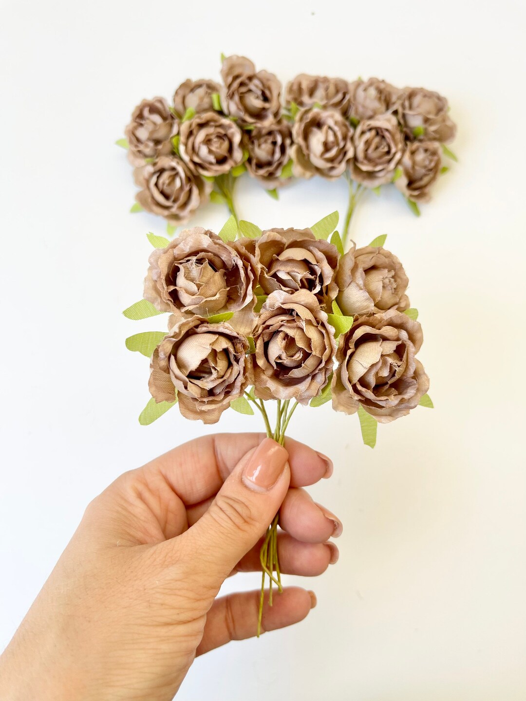 6 Pcs Roses on Wire Stems, Silk Roses, Silk Flowers, Corsage Flowers ...