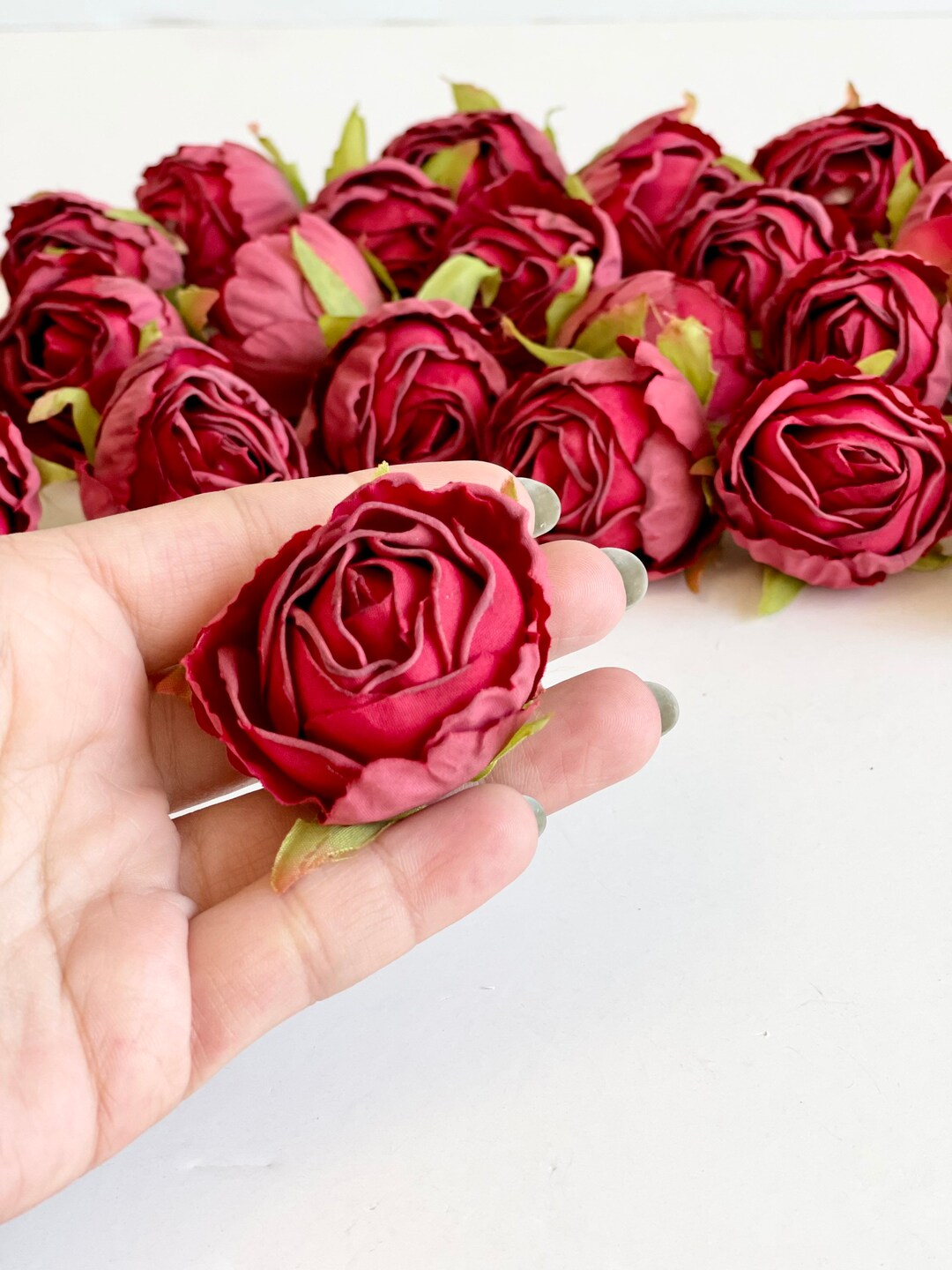 10 Pcs Deep Red Roses Heads, Artificial Flowers, Silk Flowers, Wedding ...