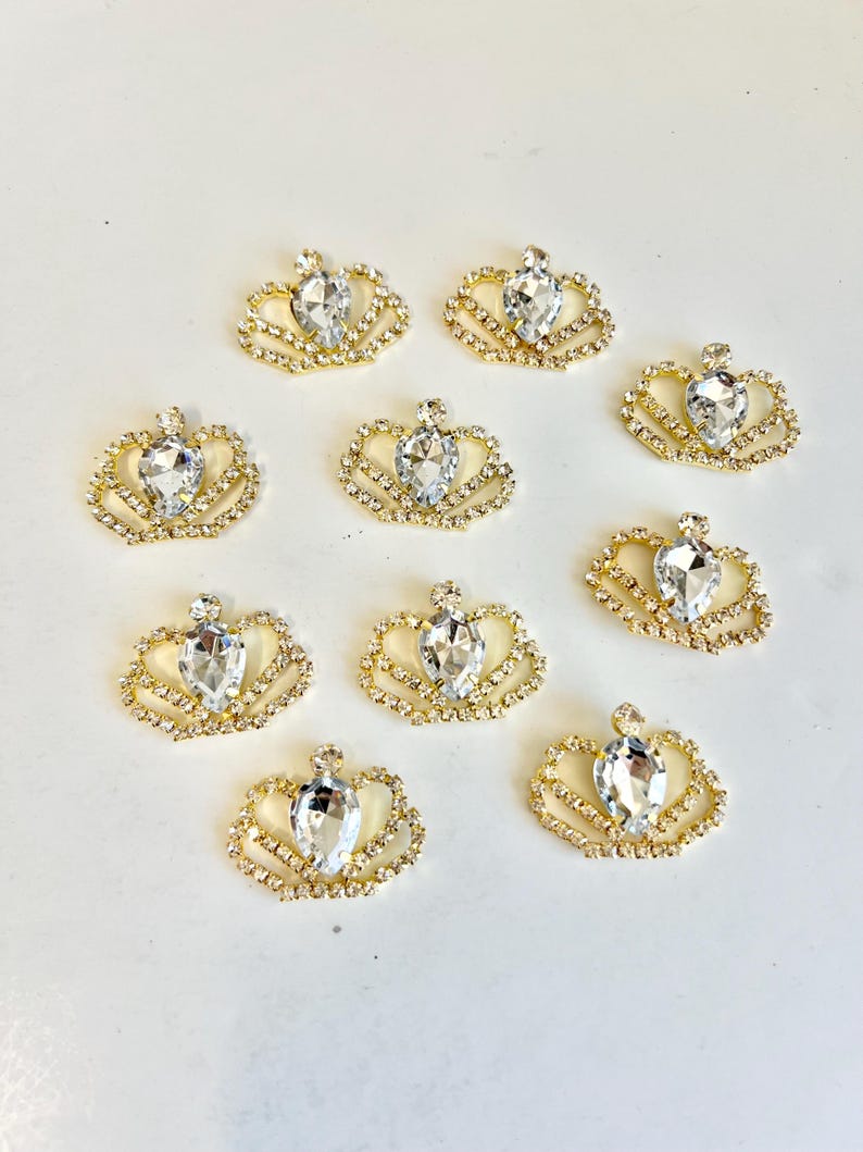 Gold Crown Crystal Rhinestone Embellishment, Brooches, Flatback Button ...