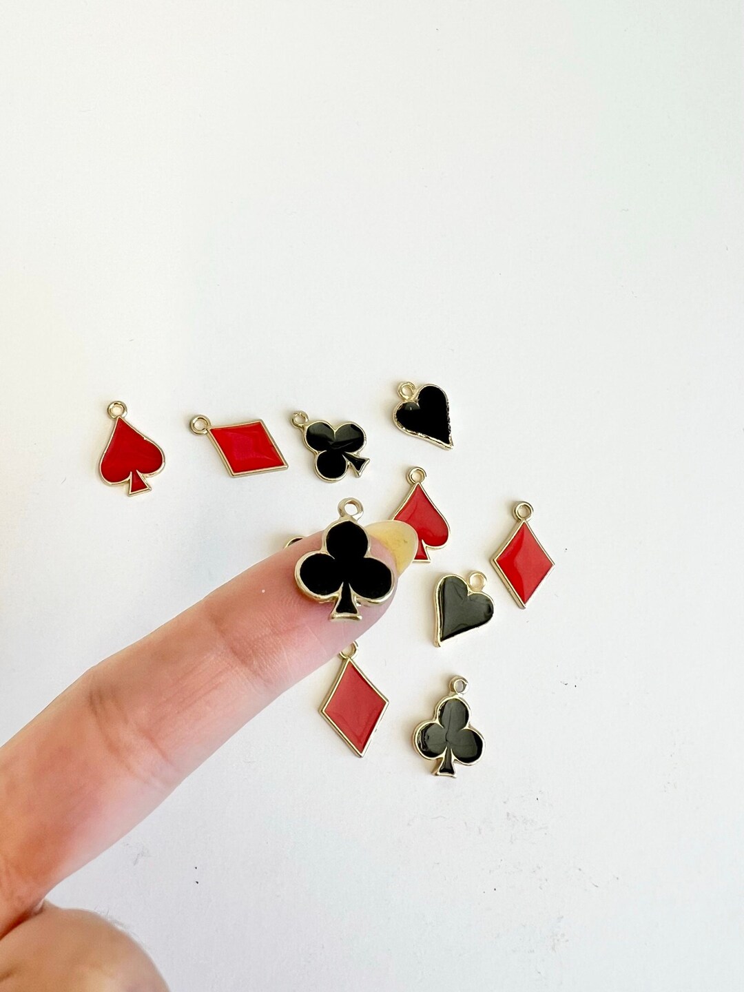 10 Pcs Playing Card Symbols Enamel Charms, Jewelry Supplies, Charms ...
