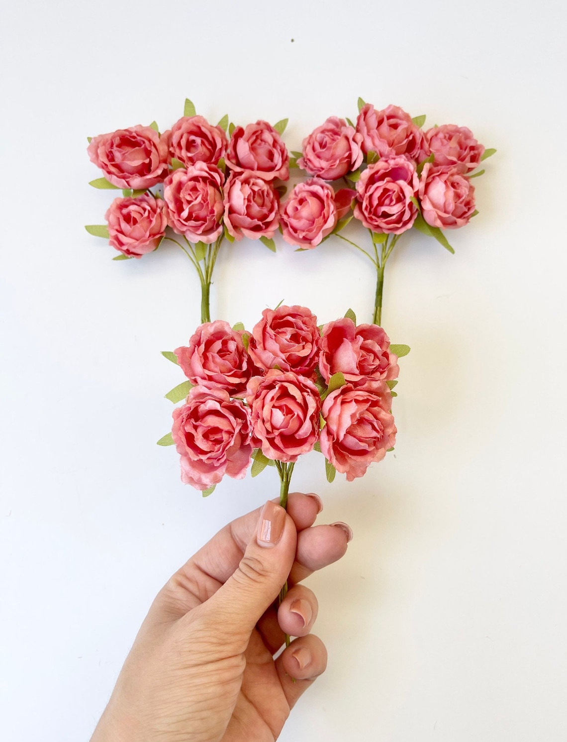 6 Pcs Roses on Wire Stems, Silk Roses, Silk Flowers, Corsage Flowers ...