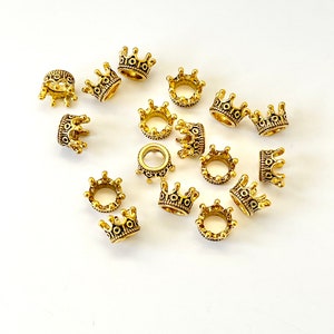 10 Pcs Mini Crown Charm, Antique Golden Crown, Mini Crown Beads, Mini ...
