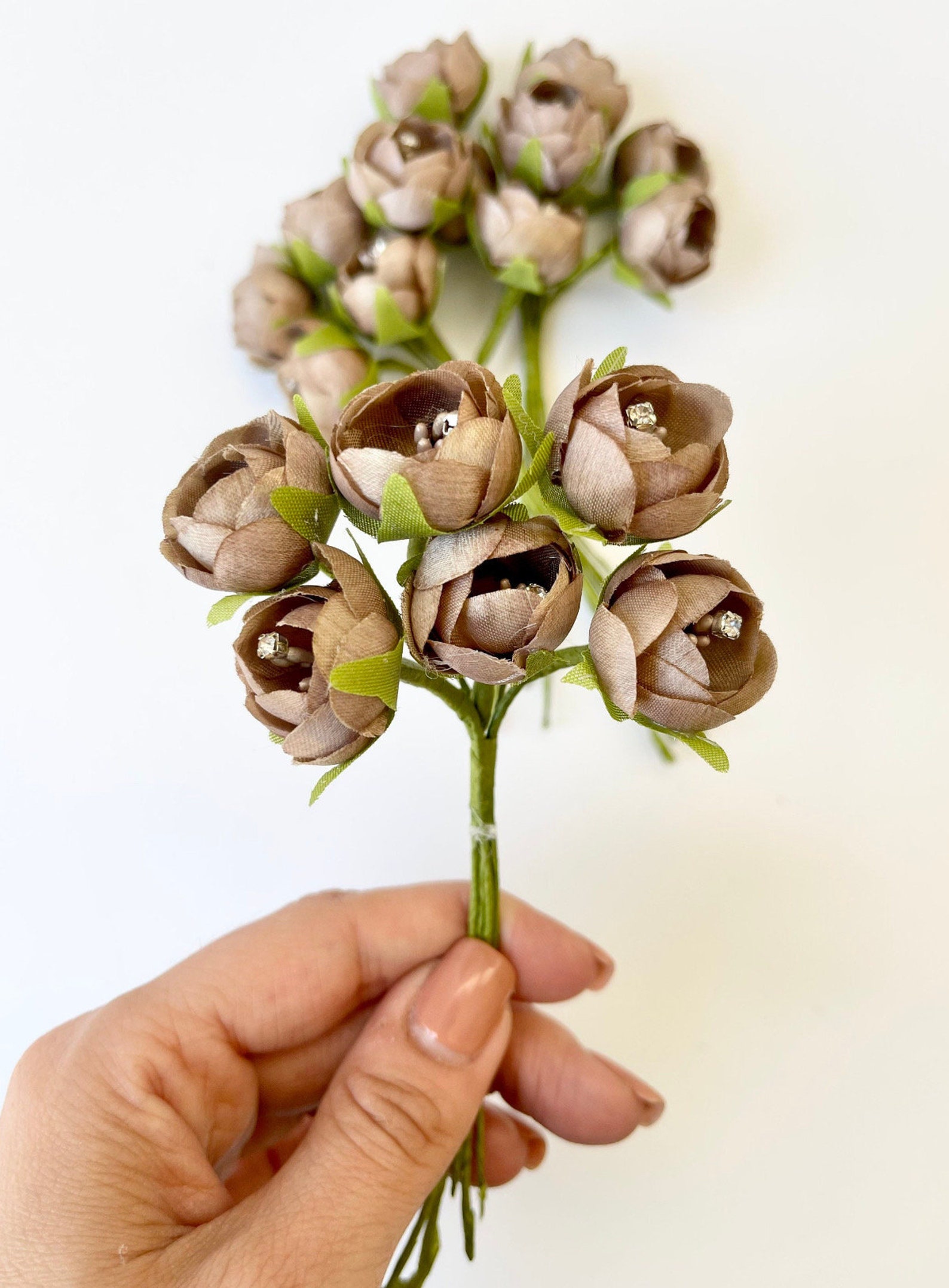 6 Pcs Roses on Wire Stems, Silk Roses, Silk Flowers, Corsage Flowers ...