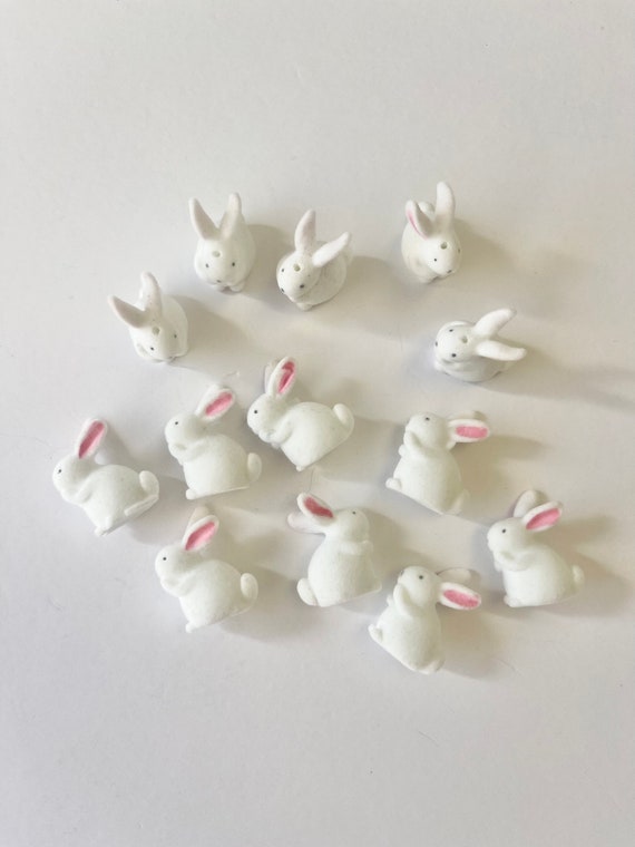 5 Pcs Cute Flocked Rabbit Flocky Plastic Beads Half Drilled | Etsy