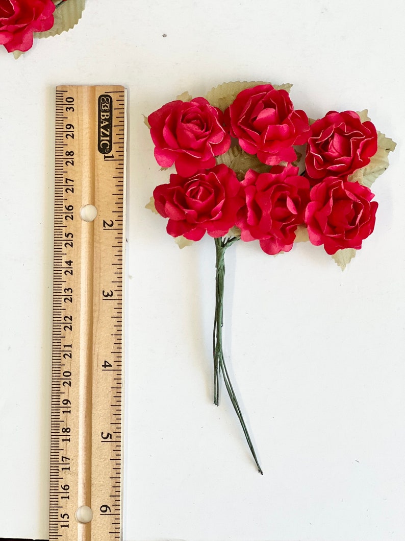6 Pcs Mulberry Red Rose, Red Flowers, Mulberry Paper Flowers, Red Rose ...