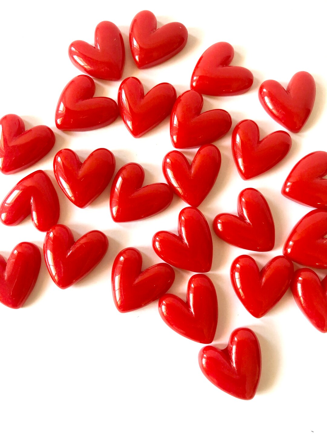 10 Pcs Red Heart Resin Flat Back, Heart Resin, Resin Heart ...