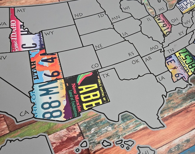 Awesome United States License Plates Map Postcard, Traveling Postcard ...