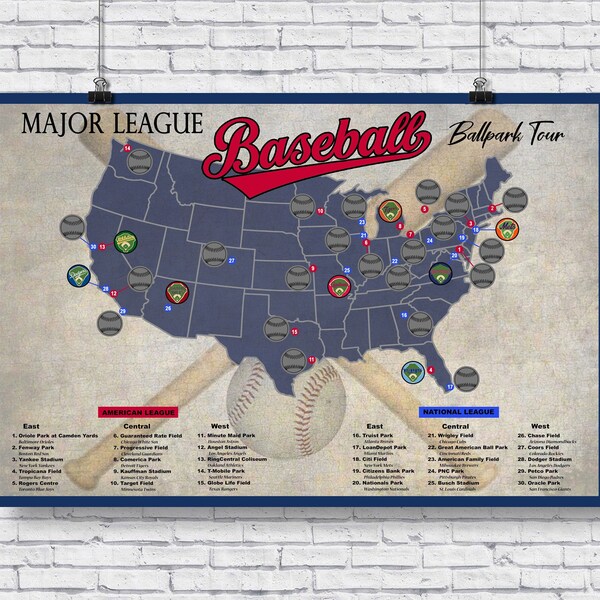 Baseball Park Map - Etsy