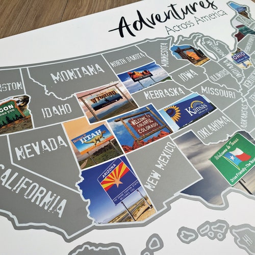 State Border Signs Scratch off Map State Welcome Signs of - Etsy