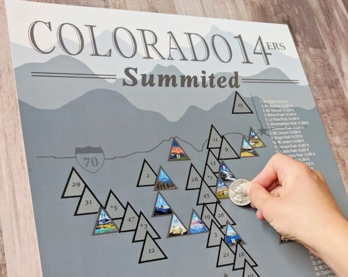 Colorado 14ers Sticker Map Rocky Mountains CO Rockies 14er Checklist ...
