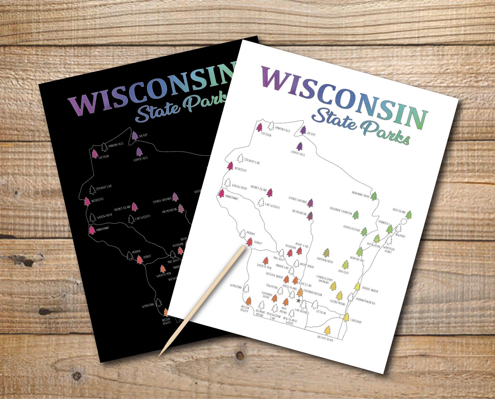 Wisconsin State Parks Scratch off Map: Travel Tracker Bucket List ...