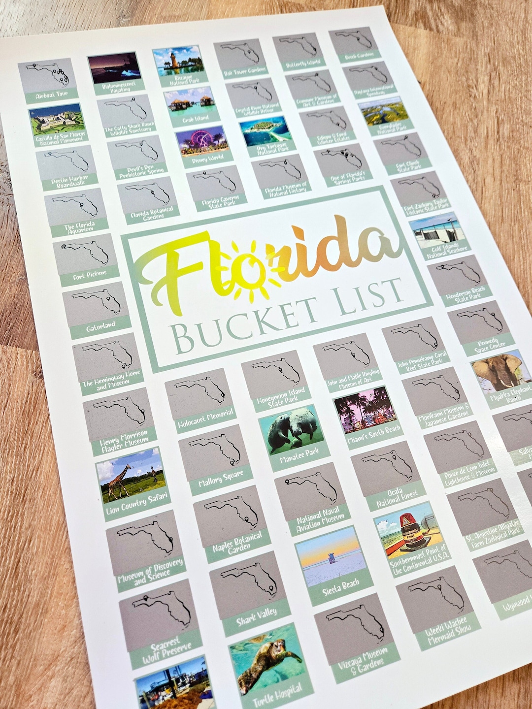 Florida Bucket List Scratch off Poster: Travel Adventure Map, Florida ...
