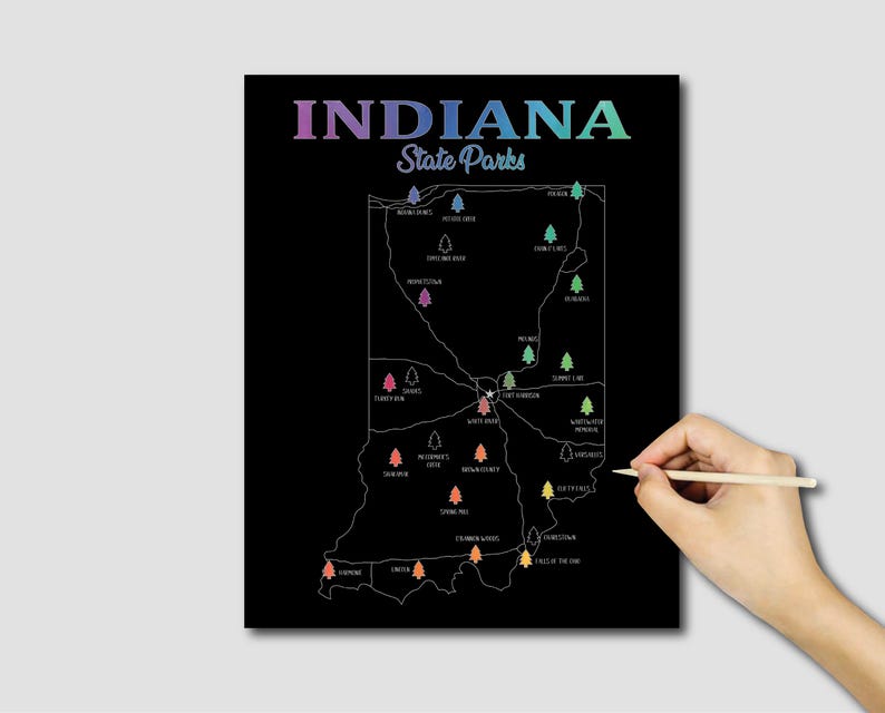 Indiana State Parks Scratch off Map: Travel Bucket List Poster, Indiana ...