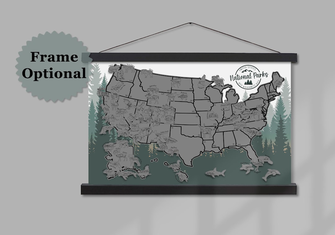 National Park Scratch off Map: US Travel Tracker Poster, Bucket List ...