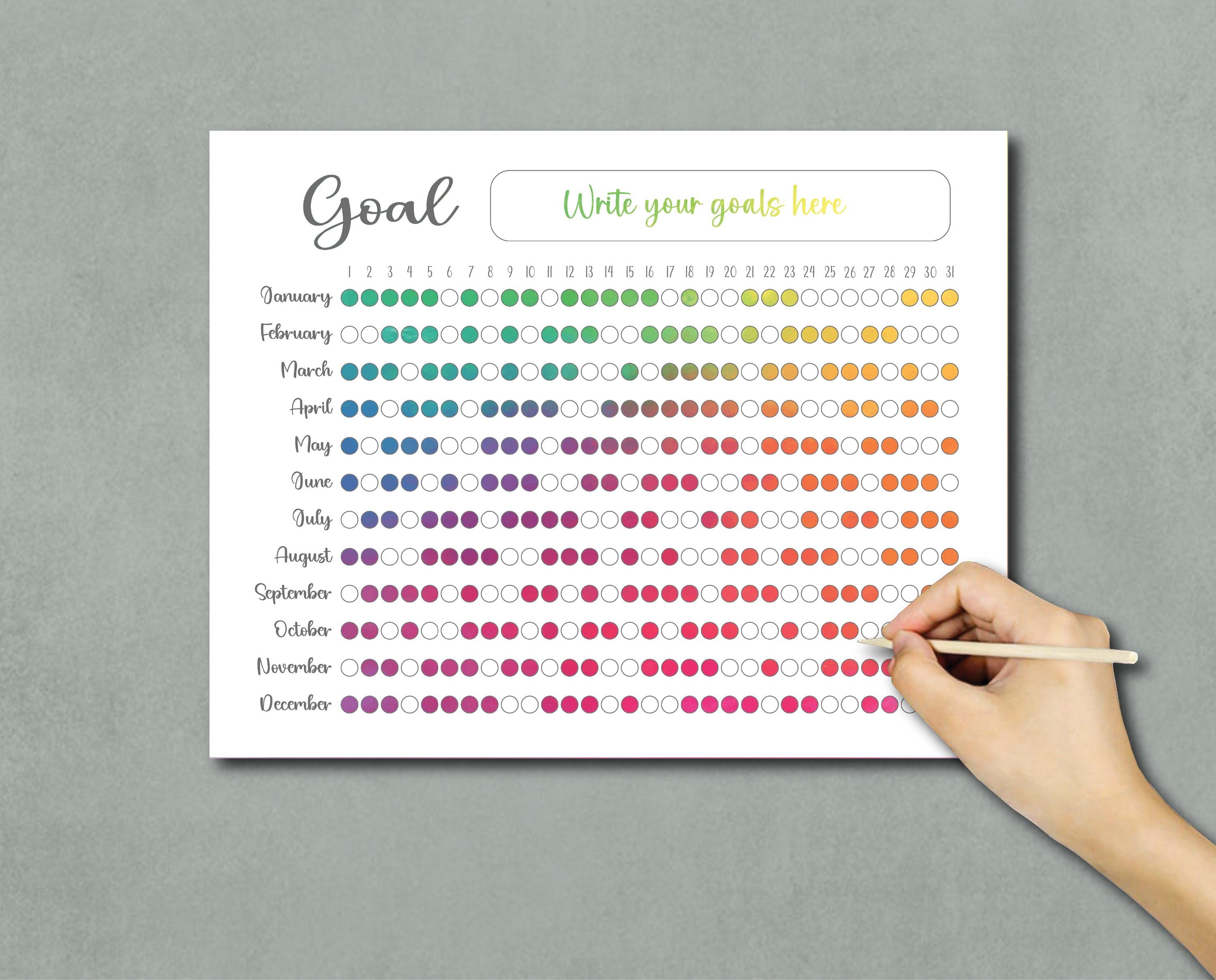 365 Day Goal Tracker Scratch off Poster, New Year Resolution, Daily ...