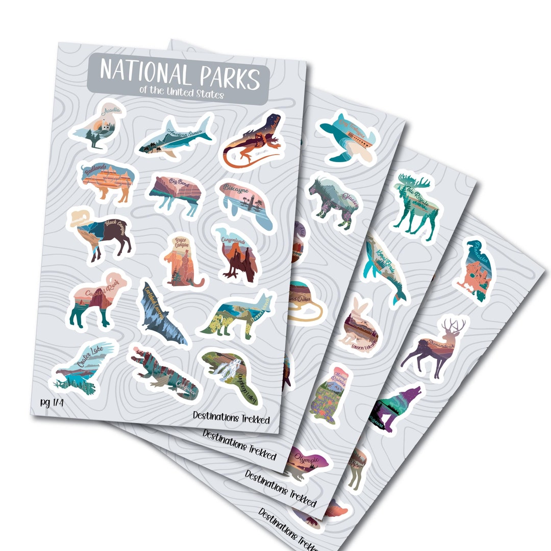 National Park Wildlife Sticker Set: 63 Waterproof Travel Stickers - Etsy