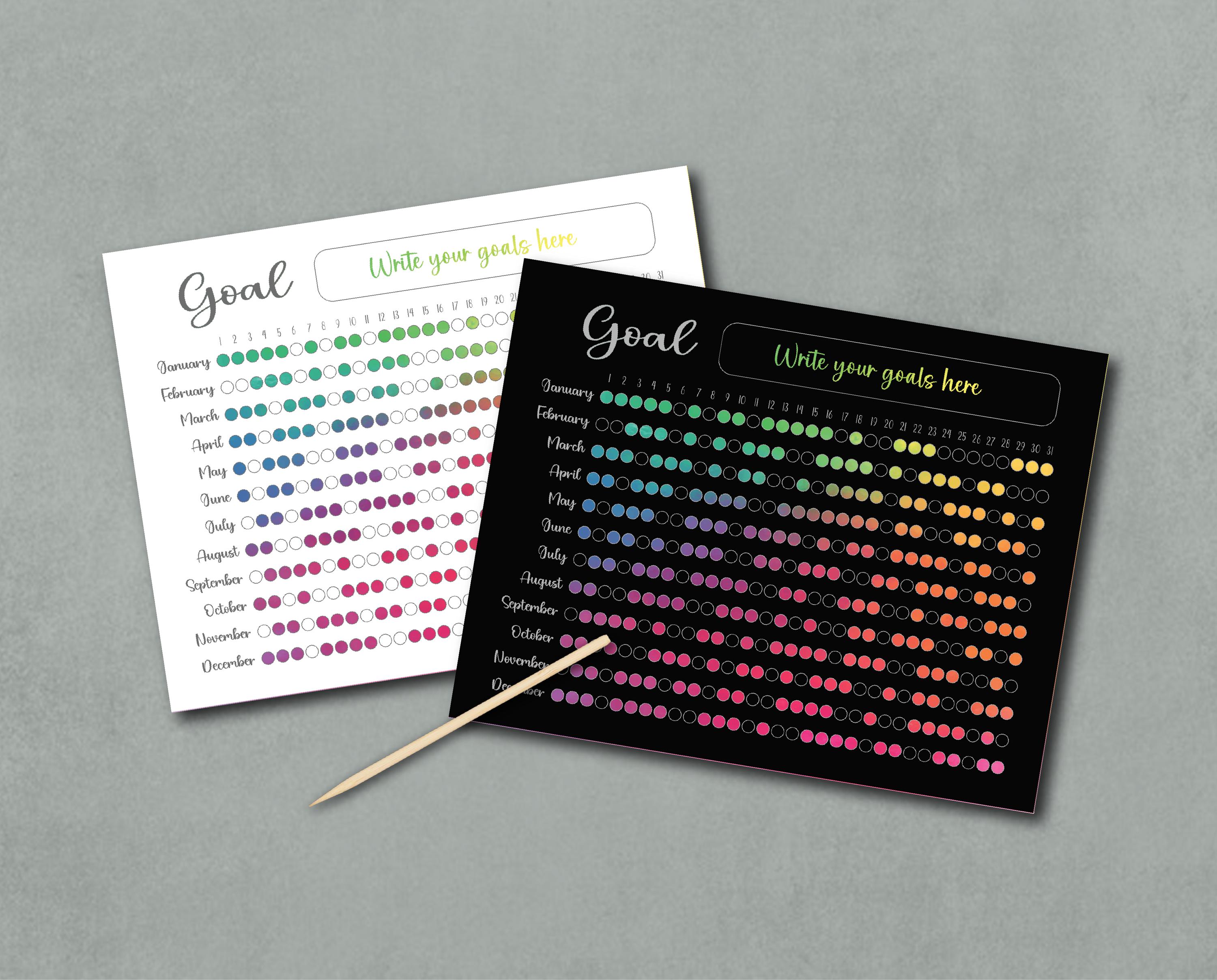 365 Day Goal Tracker Scratch off Poster, New Year Resolution, Daily ...