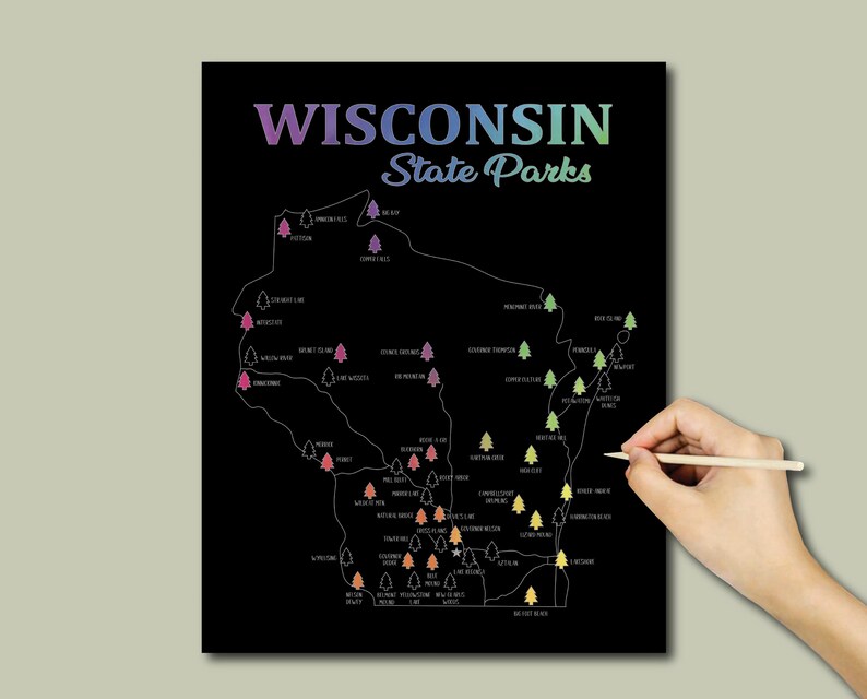 Wisconsin State Parks Scratch off Map: Travel Tracker Bucket List ...