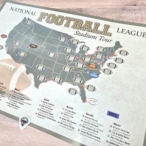 Pro Football Stadium Scratch off Map: Bucket List Poster (12x18 ...