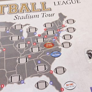 Pro Football Stadium Scratch off Map: Bucket List Poster (12x18 ...