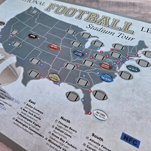 Pro Football Stadium Scratch off Map: Bucket List Poster (12x18 ...