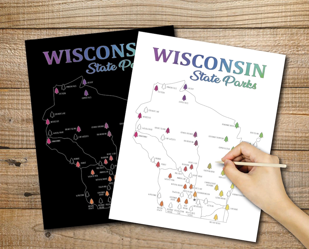 Wisconsin State Parks Scratch off Map: Travel Tracker Bucket List ...