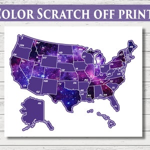 CLEARANCE! Small Galaxy Scratch off U.S. Map; United States Scratch-off ...