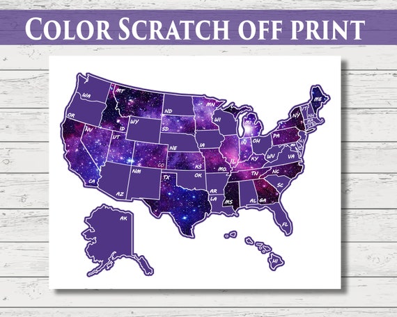 Digital Prints Mini US Scratch Off Maps; Scratch-Off United States ...
