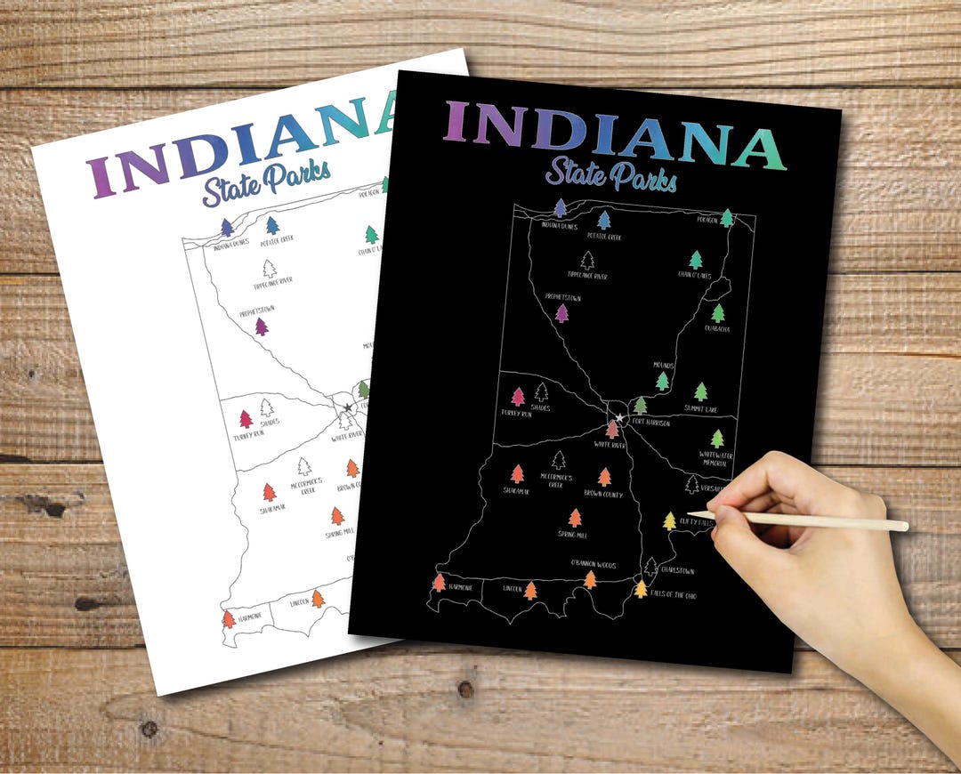 Indiana State Parks Scratch off Map: Travel Bucket List Poster, Indiana ...