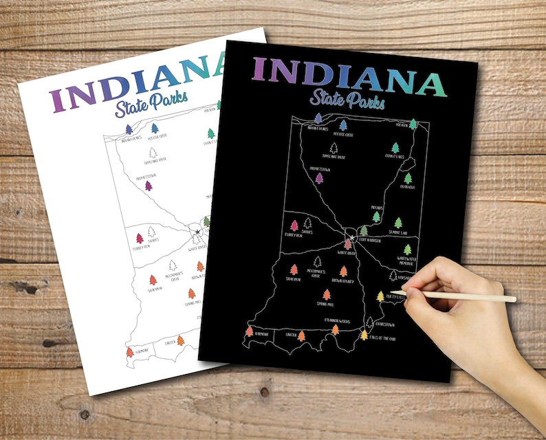 Indiana State Parks Scratch off Map: Travel Bucket List Poster, Indiana ...