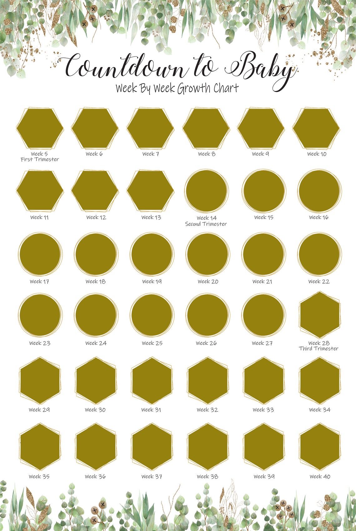 Scratch off Pregnancy Countdown Chart Pregnancy Growth | Etsy