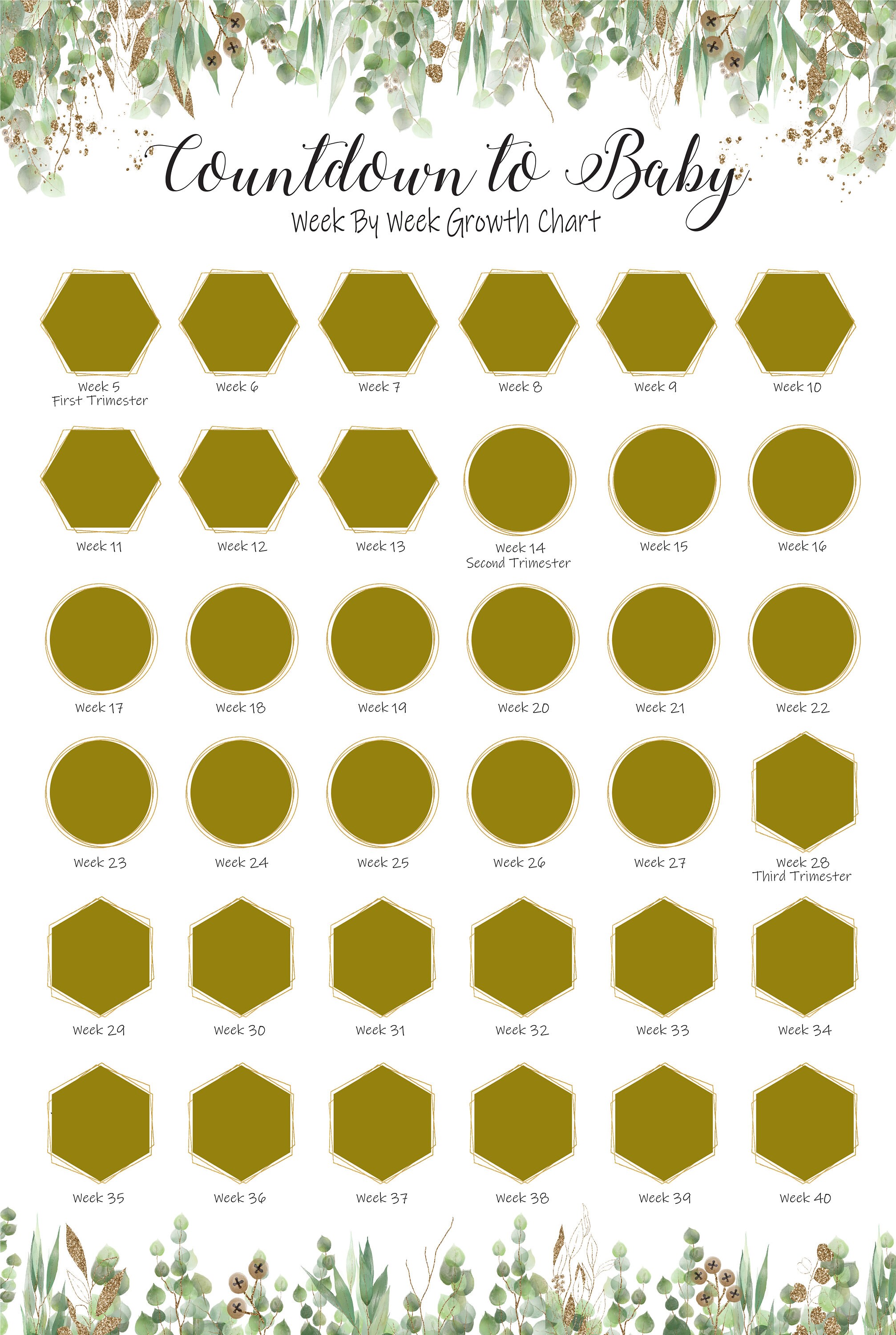 Scratch off Pregnancy Countdown Chart Pregnancy Growth | Etsy