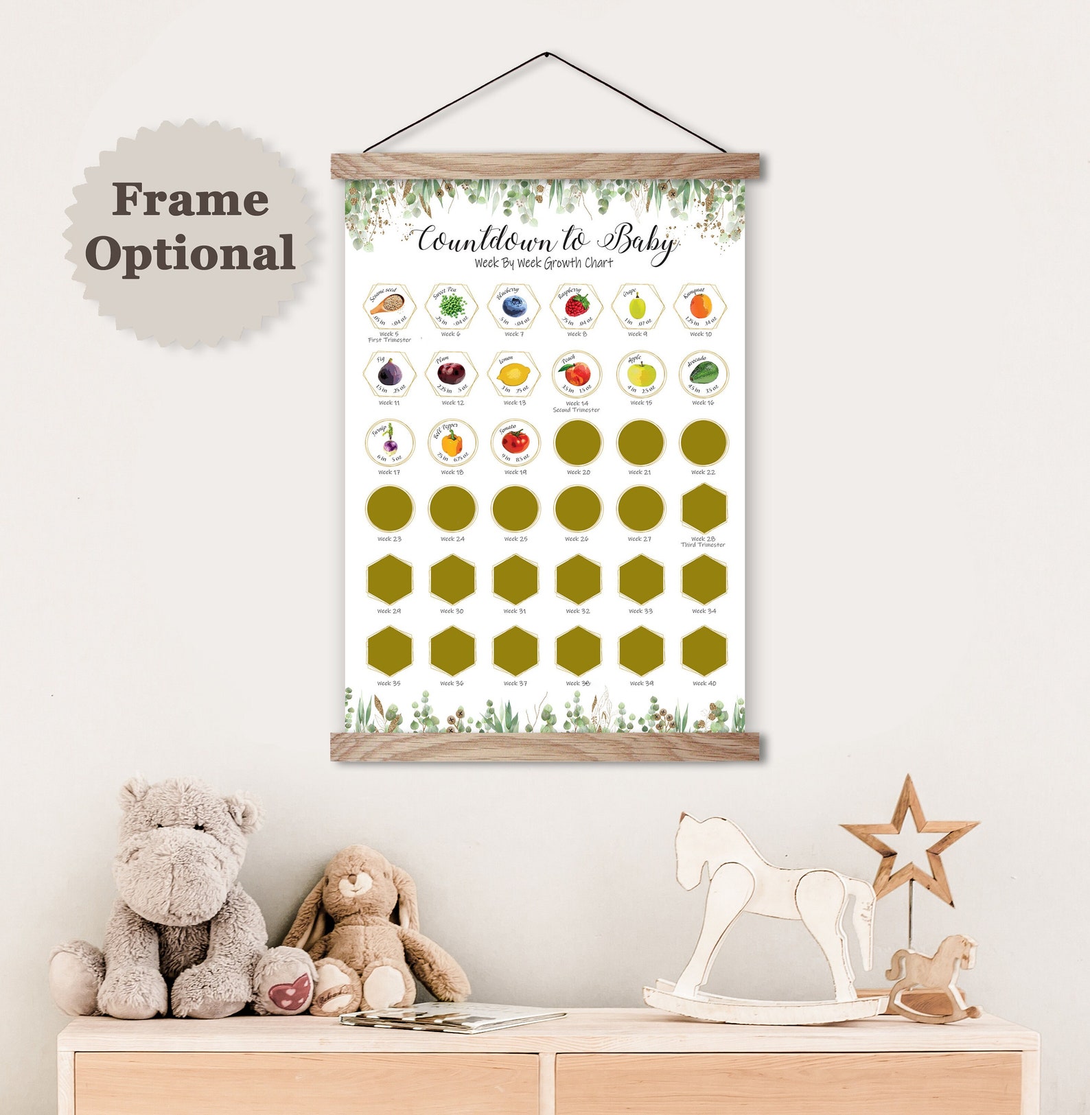 Scratch off Pregnancy Countdown Chart Pregnancy Growth | Etsy